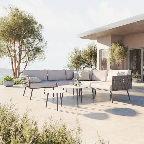 Baki Gartenlounge | 6 Personen | Teakholz Ablageflächen | Taupe